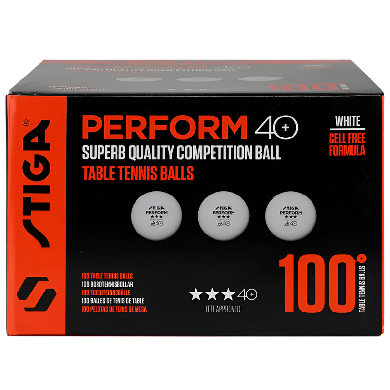 Optimum 40+ bordtennisbolde fra Stiga. ***. Pakke med 100 bolde.